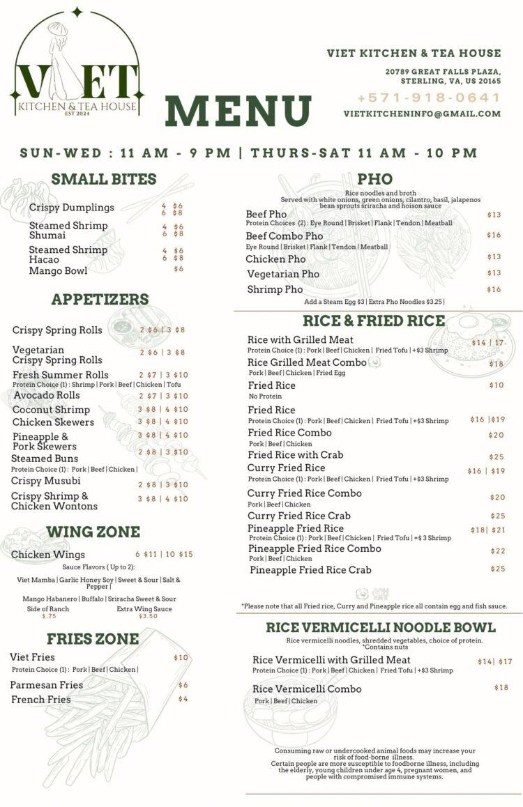 Viet Kitchen & Tea House in Sterling unveils debut menu