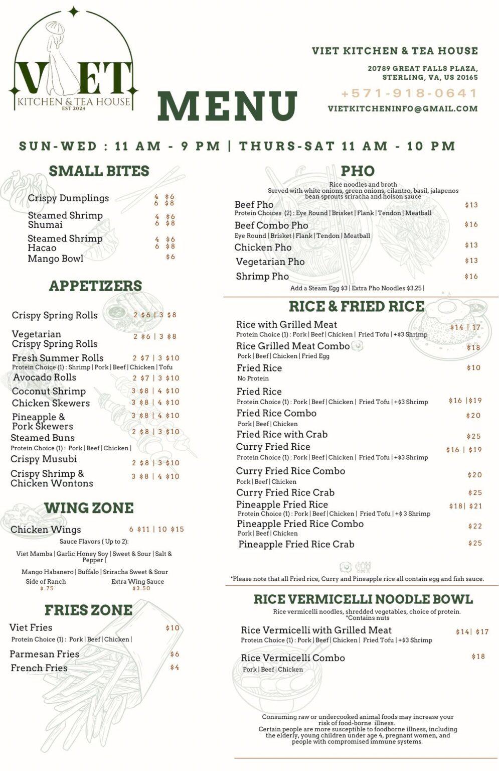 Viet Kitchen & Tea House in Sterling unveils debut menu