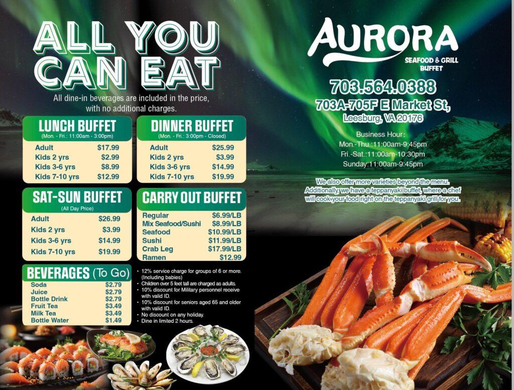 Menu unveiled for upcoming Aurora Seafood & Grill Buffet in Leesburg