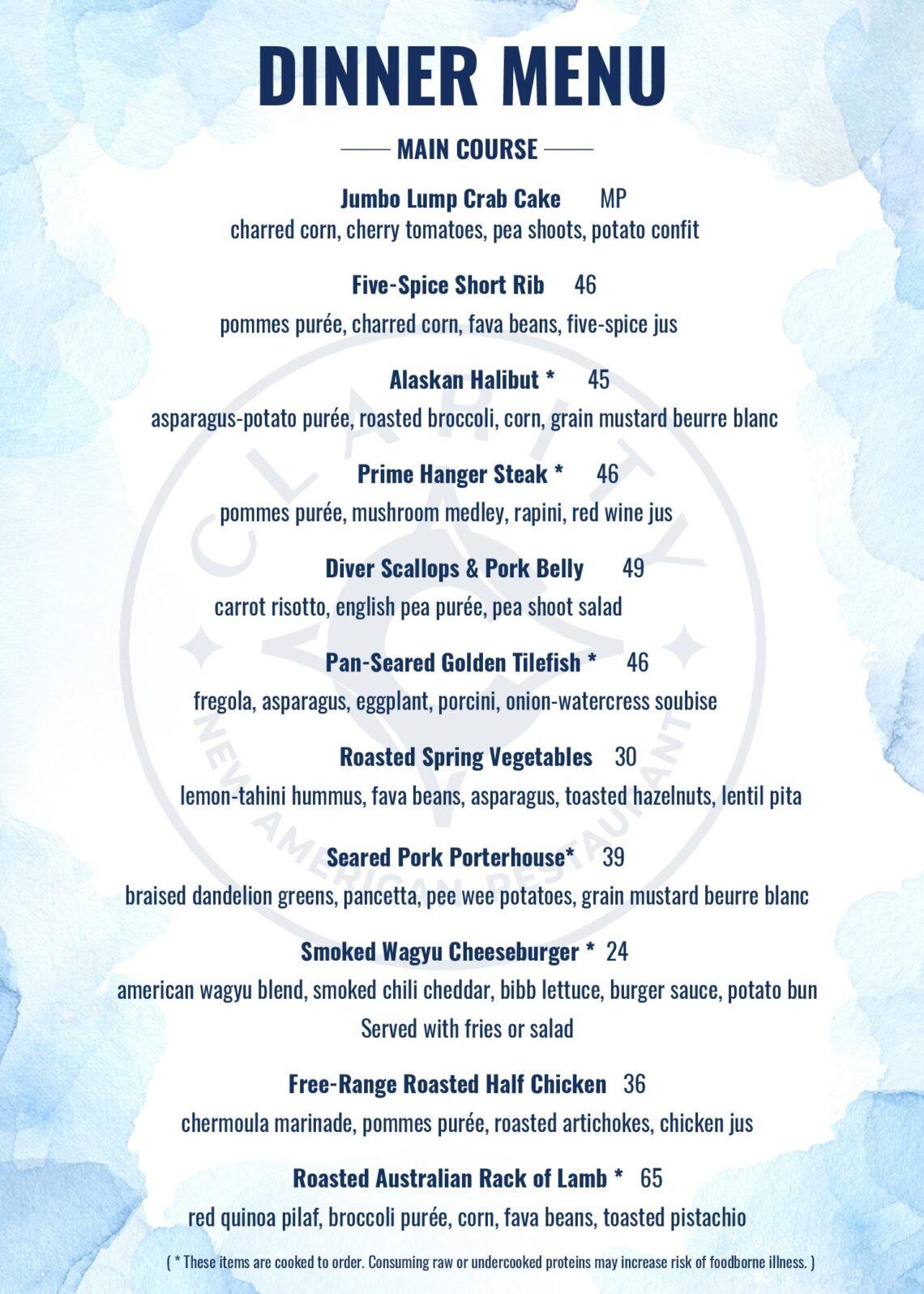 Clarity in Reston releases its debut dinner menu